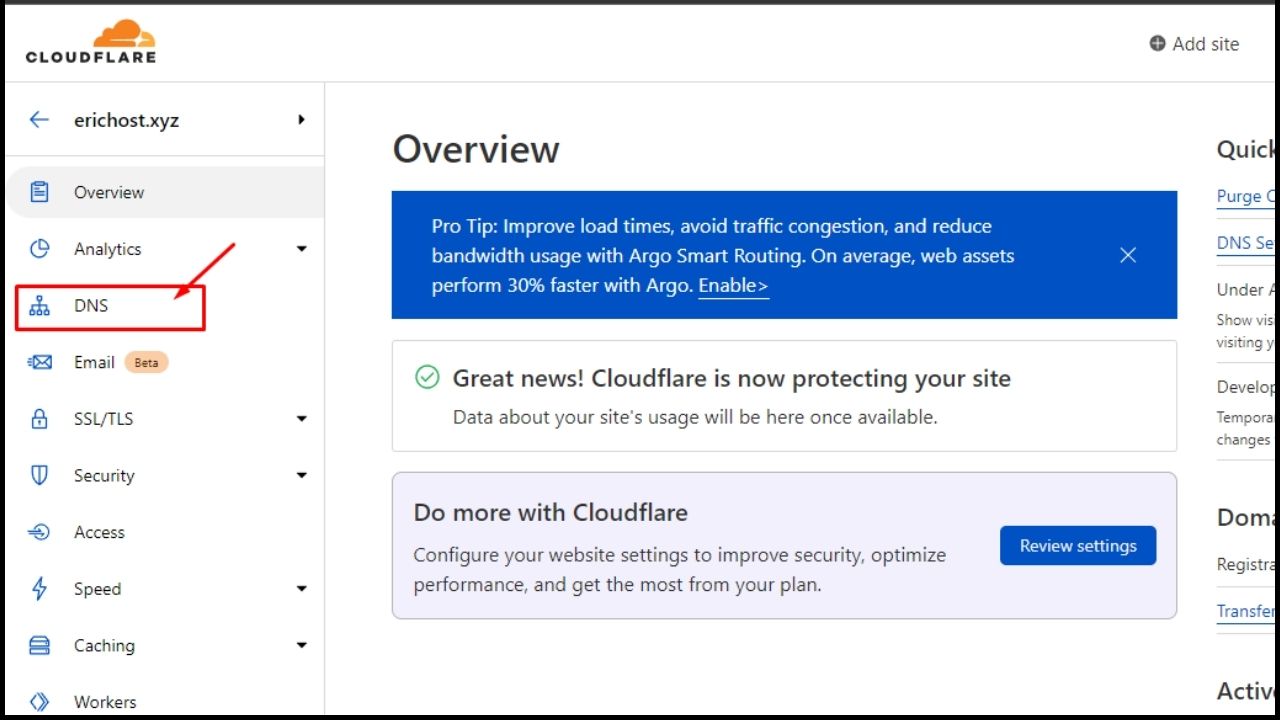 How to add a website in Cloudflare ? - EricHost