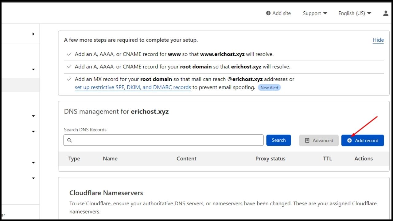 How to add a website in Cloudflare ? - EricHost
