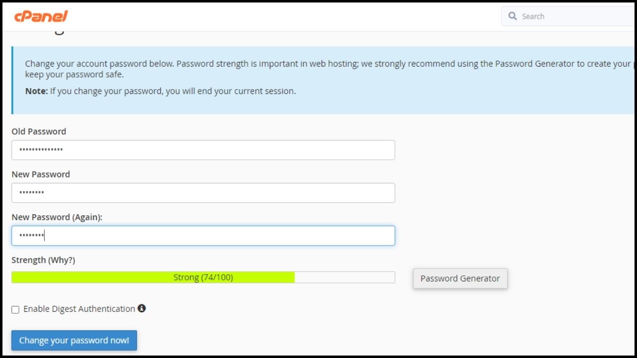 How to change or reset cPanel Password ? - EricHost
