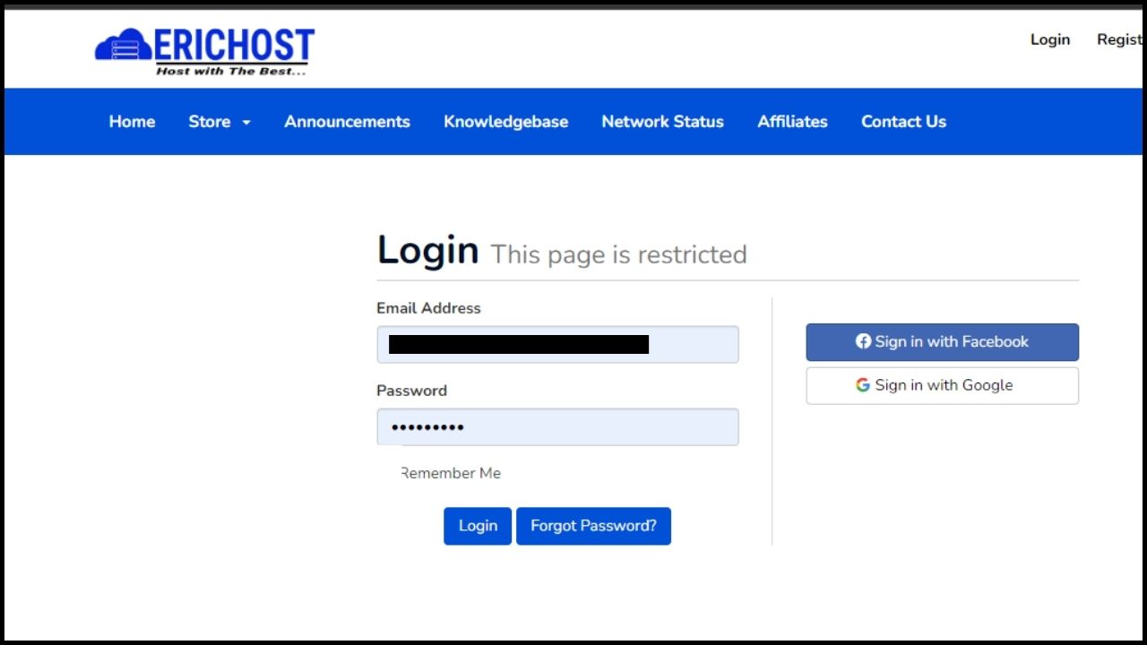 How to change or reset erichost client area login password ? - EricHost