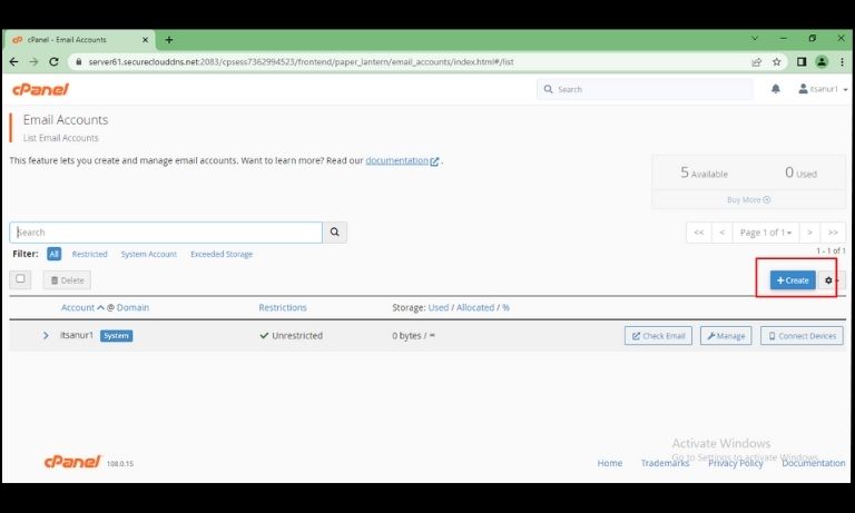 How to create email account in cPanel?